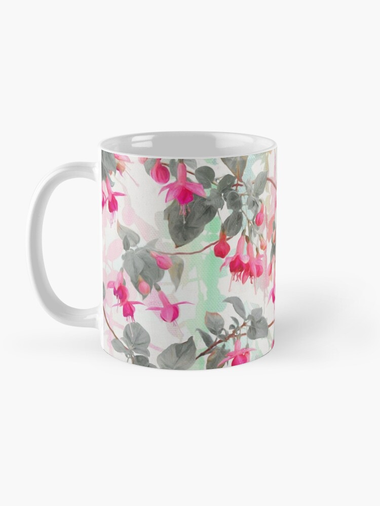 "Rainbow Fuchsia Floral Pattern - with grey" Coffee Mug for Sale by ...