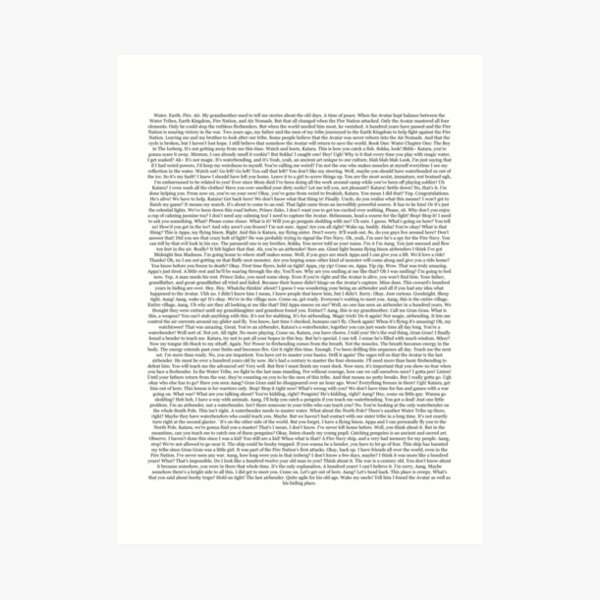 "Avatar The last Airbender - Full script" Art Print for Sale by Pun-and ...