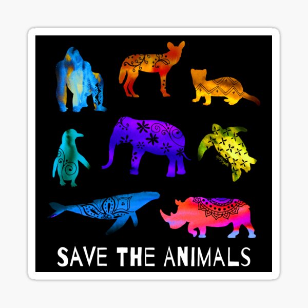 "Save The Endangered Animals" Sticker by ArtVixen | Redbubble