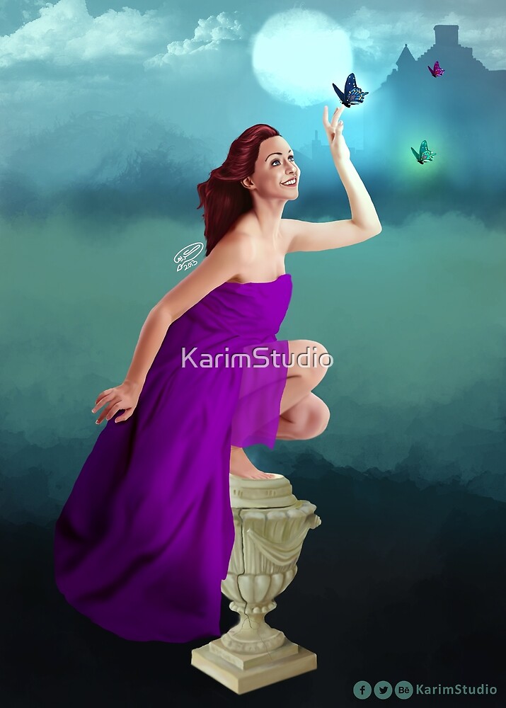 "Angel with Butterfly Digital Painting" by KarimStudio | Redbubble