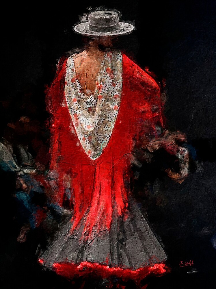 "The red dress and the shawl - Vibrant Spanish Dancer" by FiestaArt ...