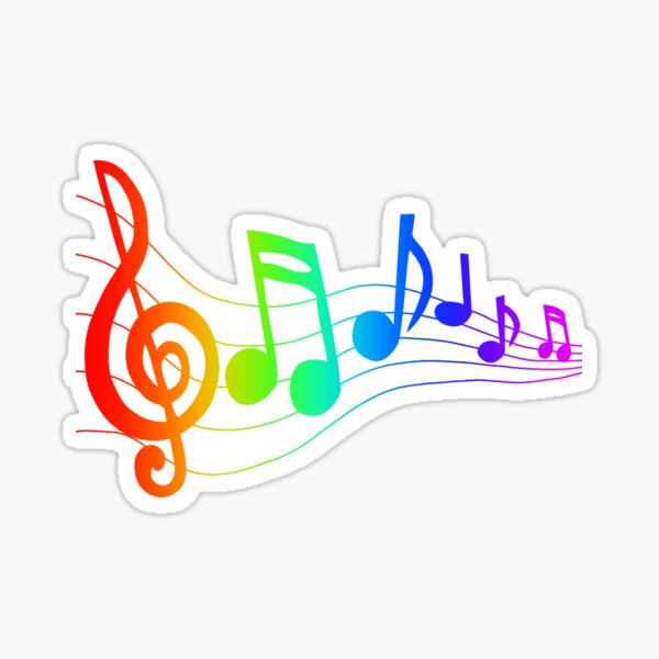 "Rainbow Music Notes" Sticker for Sale by Carpenoctemily | Redbubble