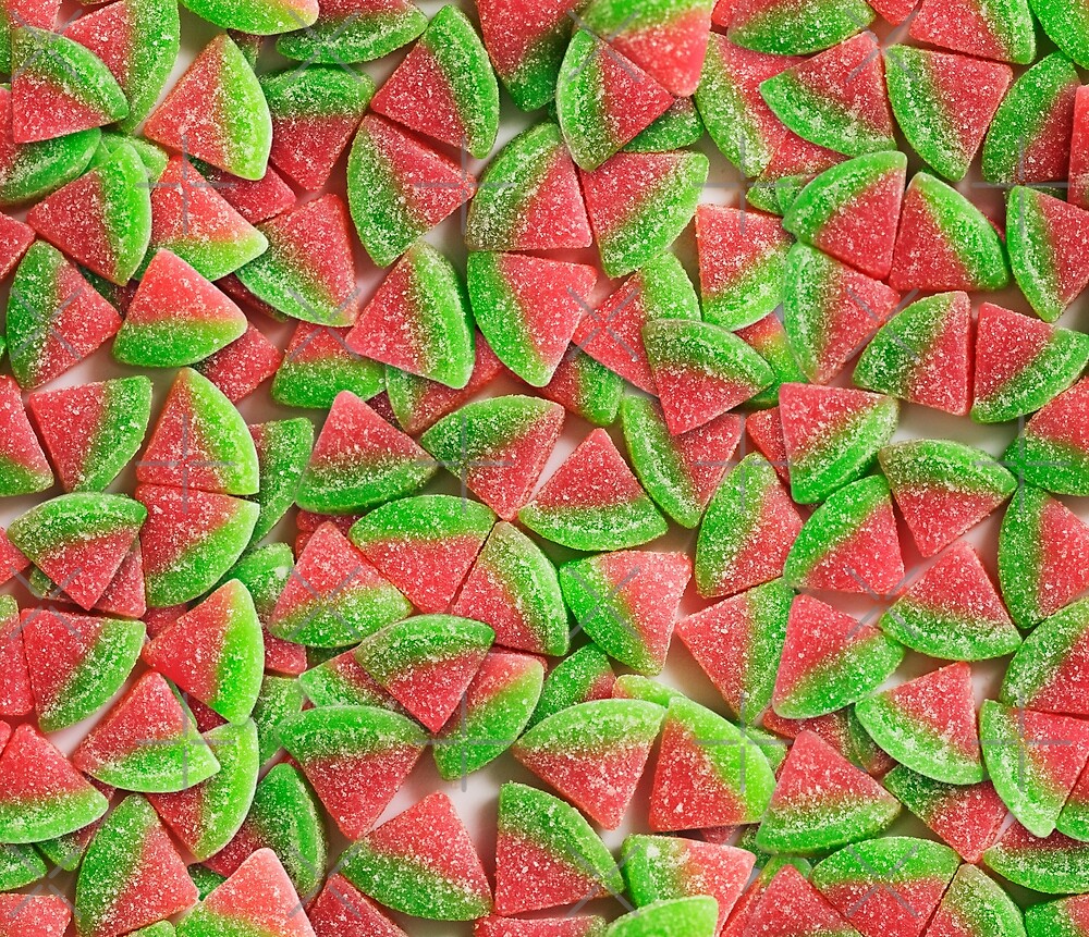 "Sour Watermelon Gummy Candy Photo Pattern" by patternsoup | Redbubble