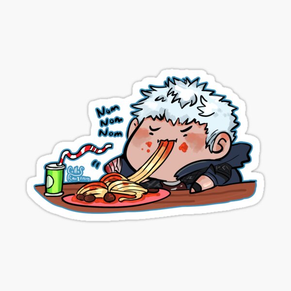 "Devil May Chibi - Pasta Pain" Sticker for Sale by CallusRan | Redbubble