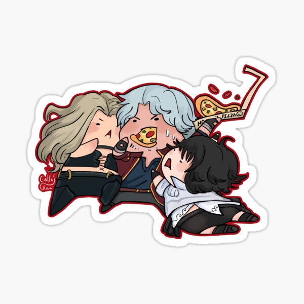 "Devil May Chibi - Pizza Struggle" Sticker for Sale by CallusRan ...