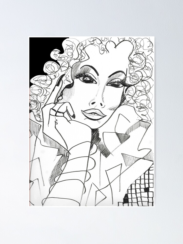 "Lisa - hand drawn graphic illustration in black & white" Poster by ...