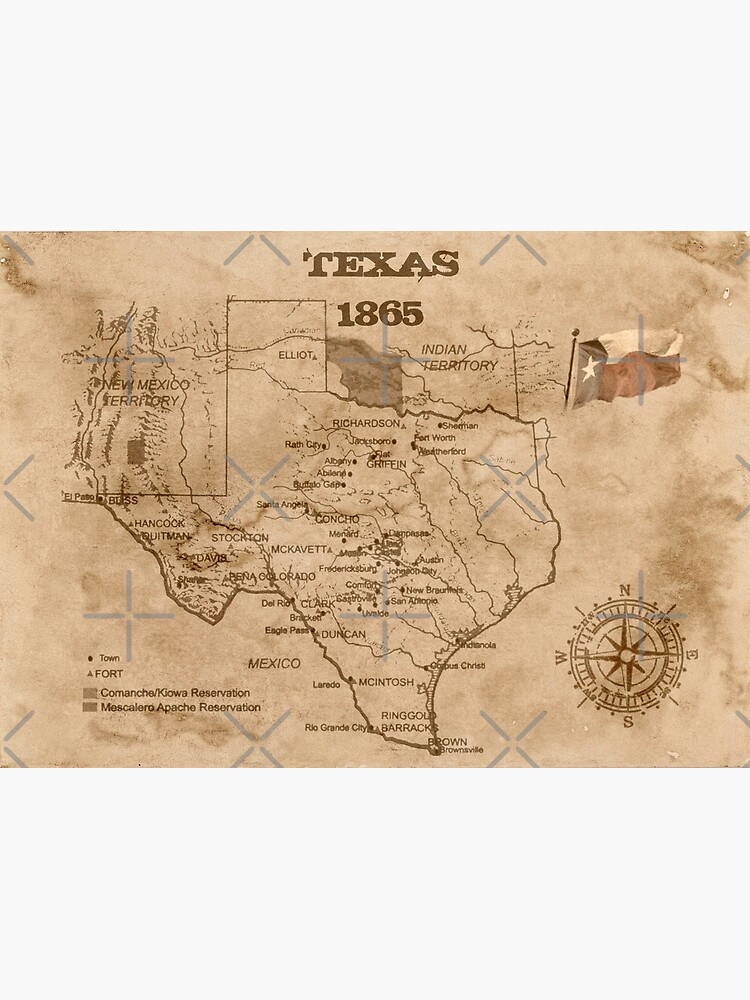 "Texas 1865 Rustic Map" Poster by FantasySkyArt | Redbubble