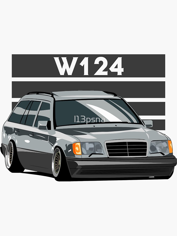 "W124 Stanced Wagon" Sticker for Sale by l13psna | Redbubble