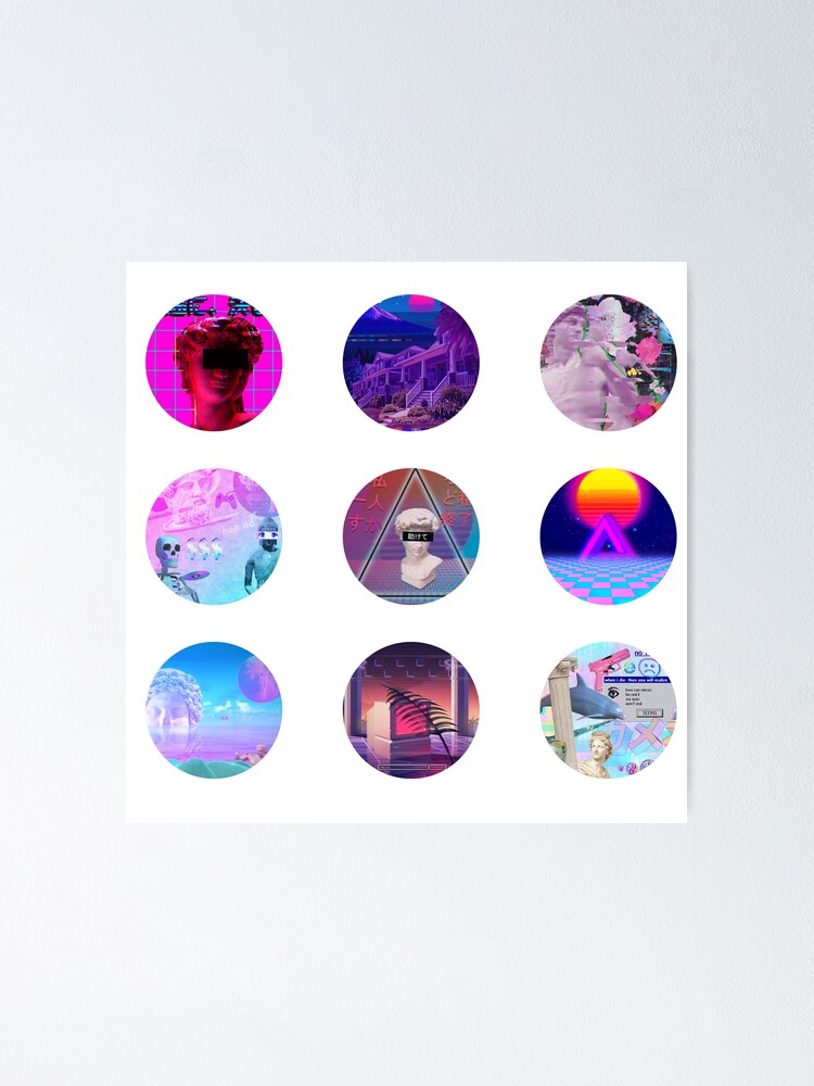 "Vaporwave sticker set" Poster for Sale by arnaaz | Redbubble