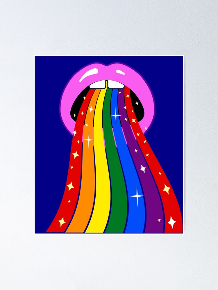 Lgbtq Pride Rainbow Pink Lips Poster By Ylgraphics Redbubble