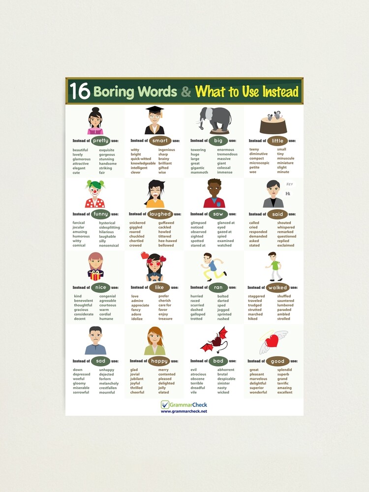 "Boring Words" Photographic Print for Sale by grammarcheck | Redbubble