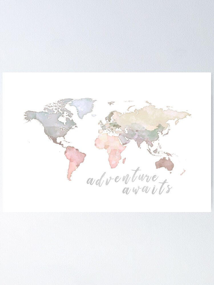"World Map Adventure Awaits" Poster for Sale by Szafranscy Art Studio ...