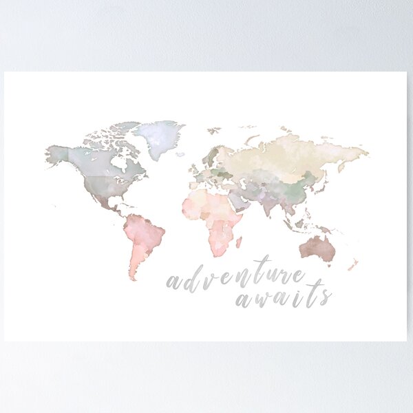 "World Map Adventure Awaits" Poster for Sale by Szafranscy Art Studio ...