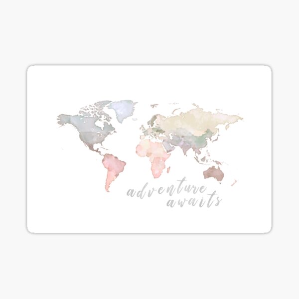 "World Map Adventure Awaits" Sticker for Sale by SzafranskiArtur ...