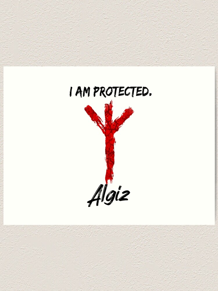 Algiz Protection Viking Rune Art Print For Sale By Blucif3r Redbubble