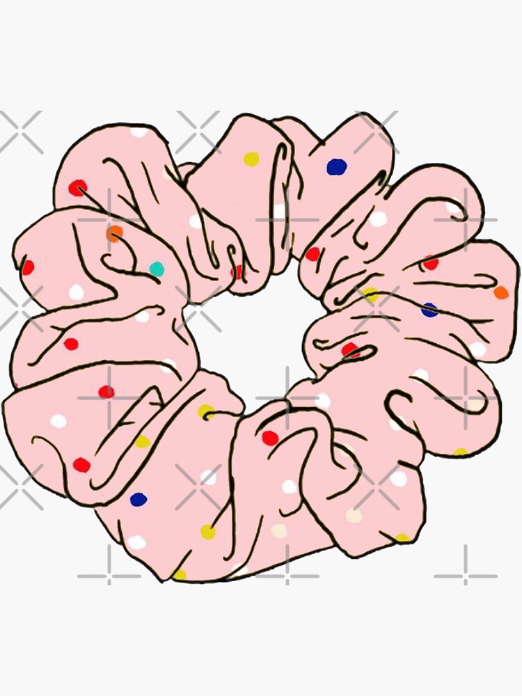 "pink polka dot scrunchie" Sticker for Sale by Simplykatie | Redbubble