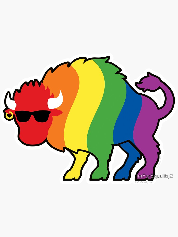 "Rainbow Buffalo Jo" Sticker by ImForEquality2 | Redbubble