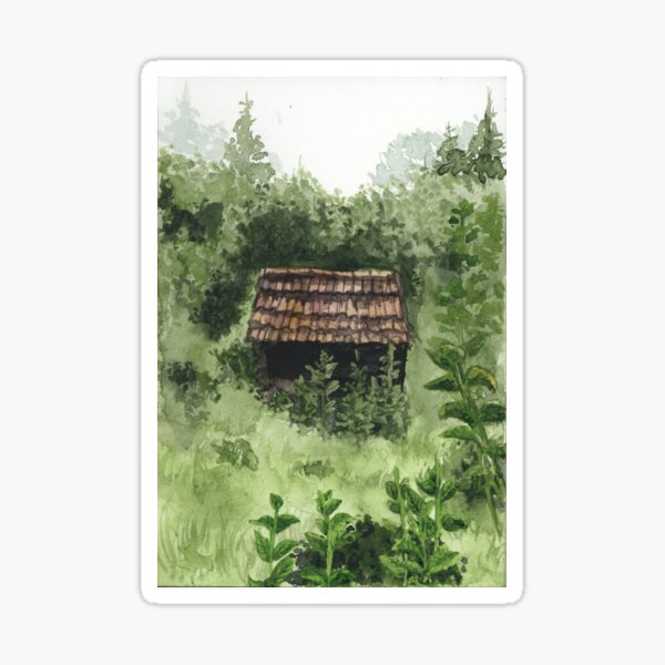 "Wooden Cabin" Sticker for Sale by Threeleaves | Redbubble