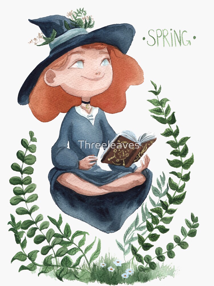 "Spring Witch" Sticker for Sale by Threeleaves | Redbubble