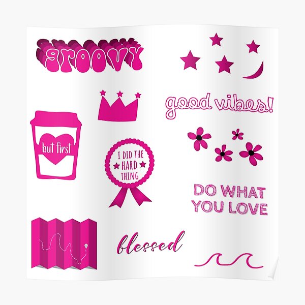 "Hot Pink Sticker Pack" Poster for Sale by The-Goods | Redbubble