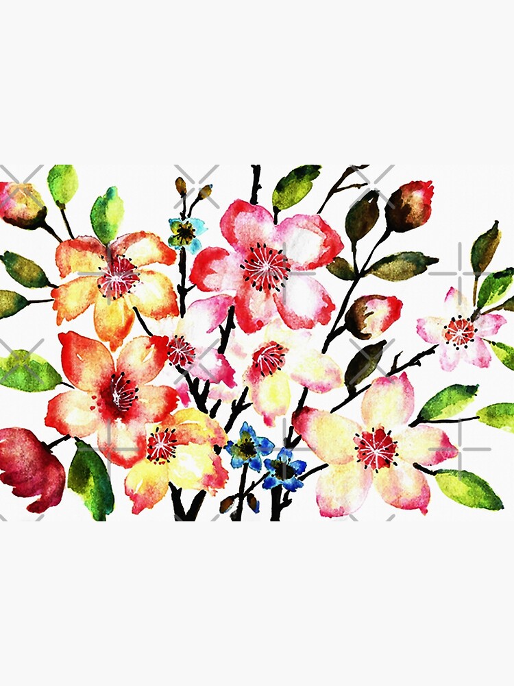 "Watercolor spring flowers background, Hand painted pattern watercolor ...