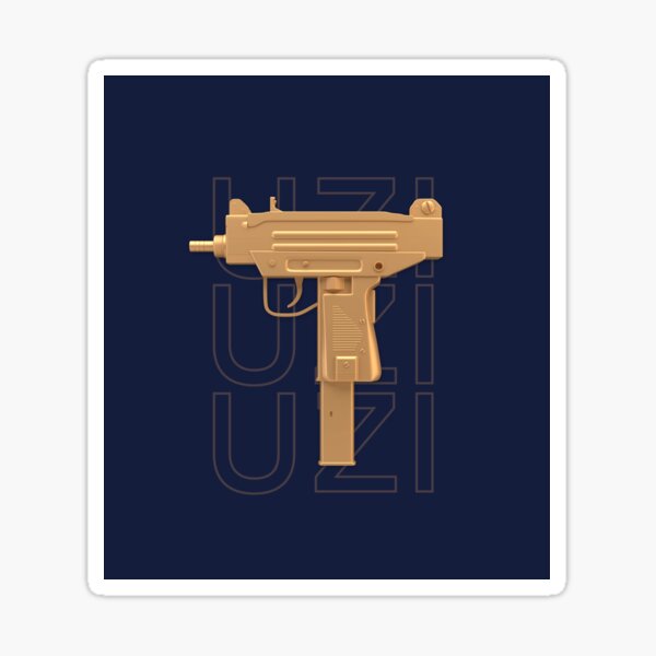"uzi gold blue " Sticker for Sale by williamfoster90 | Redbubble