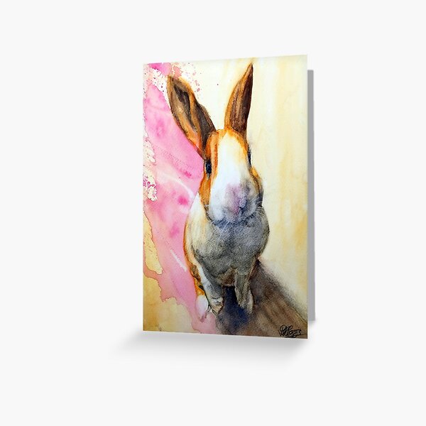 "Dutch Rabbit Watercolour - Dijon begging for banana" Greeting Card for ...