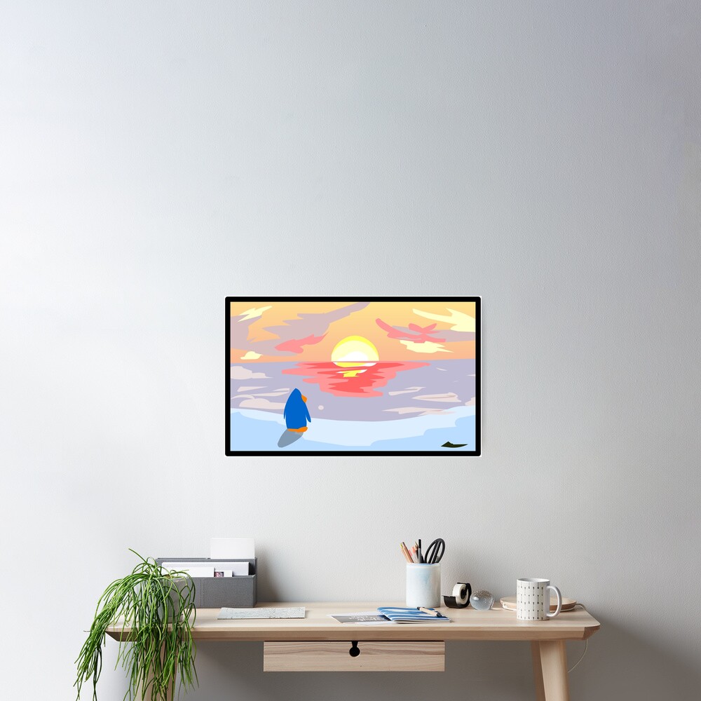 "Club Penguin Sunset Painting" Poster for Sale by Jttyzzle | Redbubble