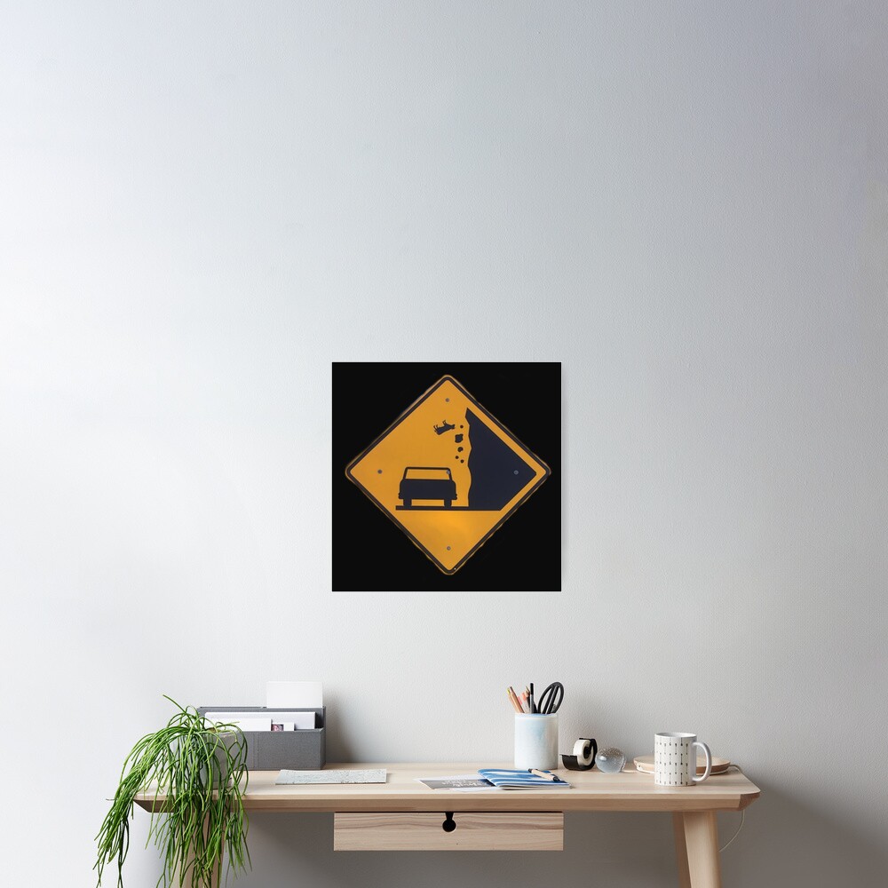 "Kern River Canyon Falling Cow Sign" Poster by KrazyDazey | Redbubble