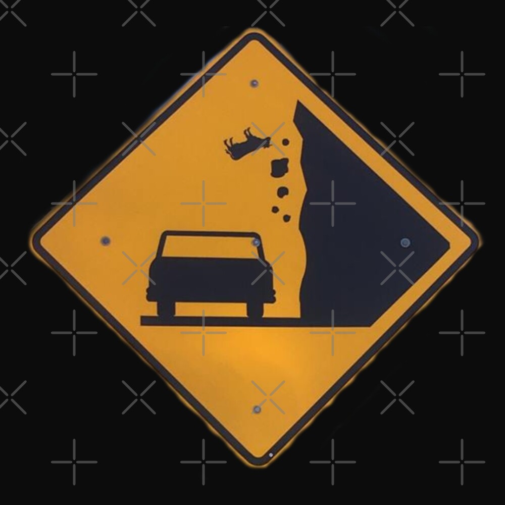 "Kern River Canyon Falling Cow Sign" by KrazyDazey | Redbubble