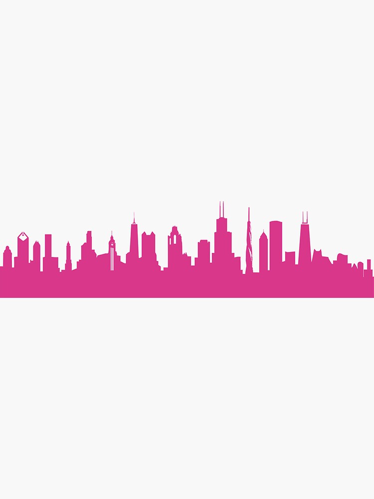 "Chicago skyline pink" Sticker by 44spaces | Redbubble