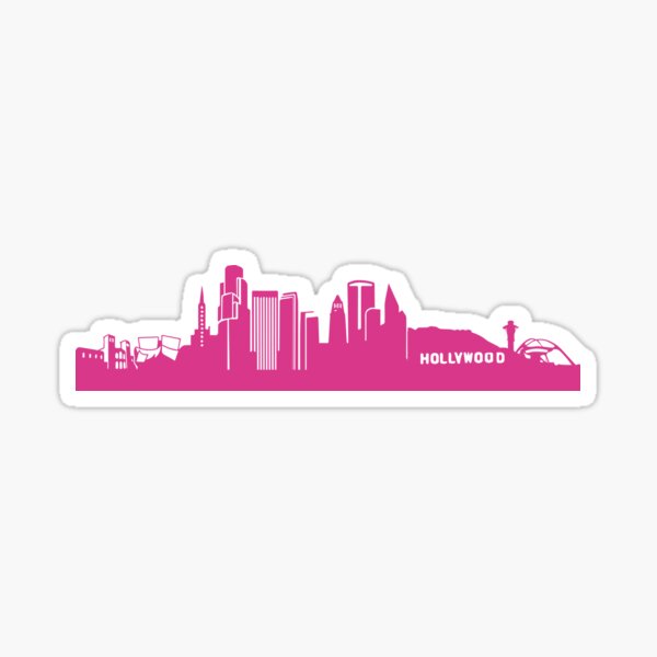 "Los Angeles skyline pink" Sticker by 44spaces | Redbubble