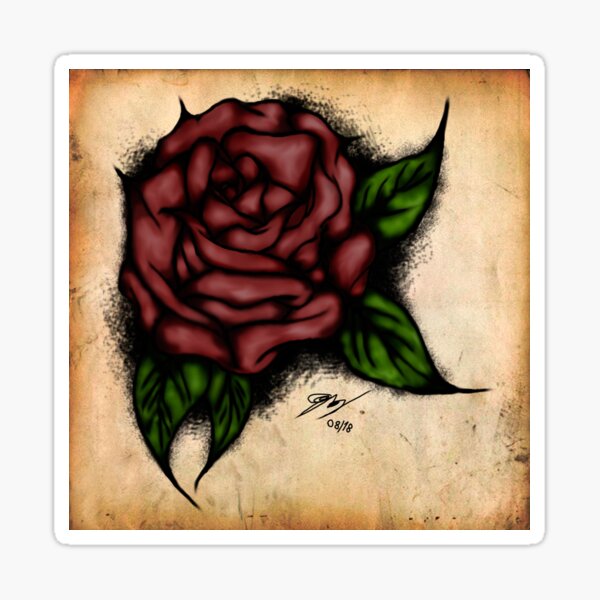 "Rose Tattoo 2" Sticker by giomanz | Redbubble