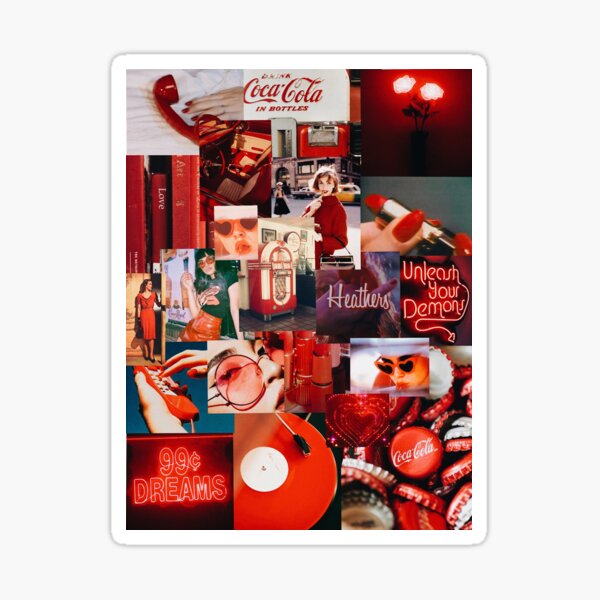 "Vintage Red Aesthetic Collage" Sticker by micdoom | Redbubble