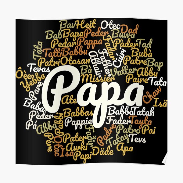 "Papa, Dad in Many Languages Multi Language Text Fathers Day" Poster ...