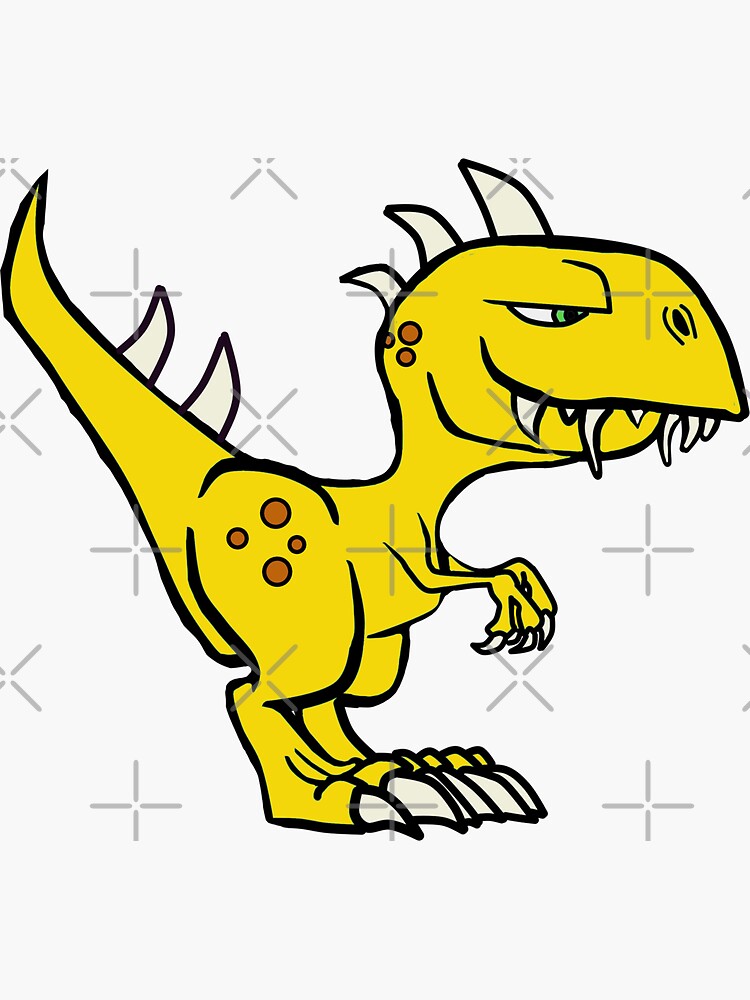 "Cool dinosaur yellow" Sticker for Sale by phys | Redbubble