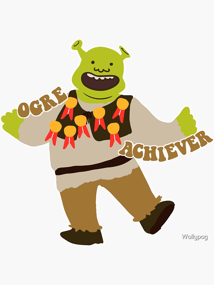 "Ogre Achiever" Sticker by Wollypog | Redbubble