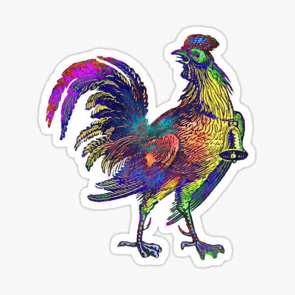 "Gasoline Rainbow Rooster" Sticker by DashEightyEight | Redbubble