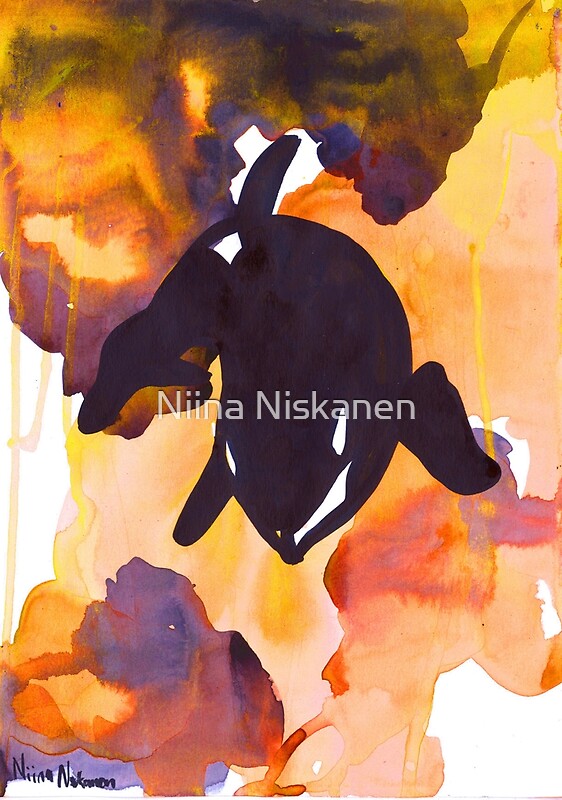 "Diving Orca - Orange and Yellow " by Niina Niskanen | Redbubble