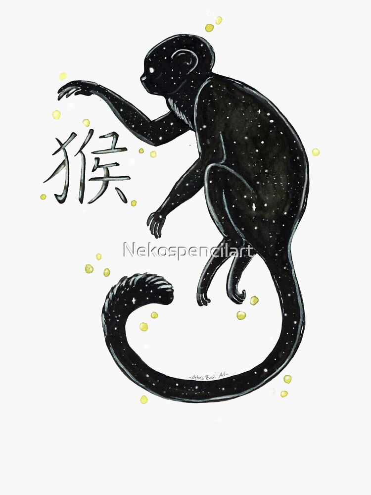 "Chinese zodiac monkey" Sticker for Sale by Nekospencilart | Redbubble