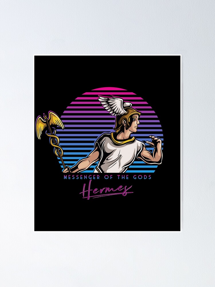 "Hermes Messenger of the Gods Greek Mythology 80s Neon Retro" Poster ...