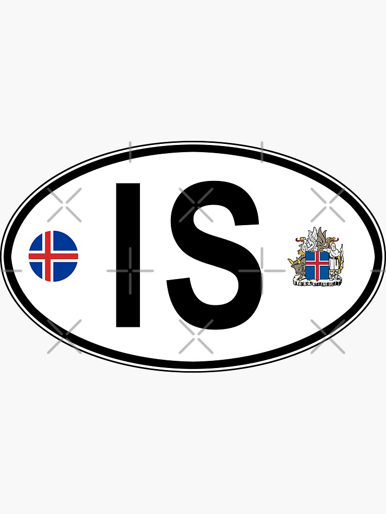 "Iceland Oval Country Code Decal" Sticker for Sale by rogue-design ...