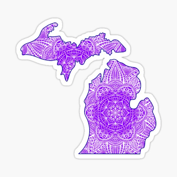 " Michigan Mandala in purple" Sticker by Umbrielartist | Redbubble