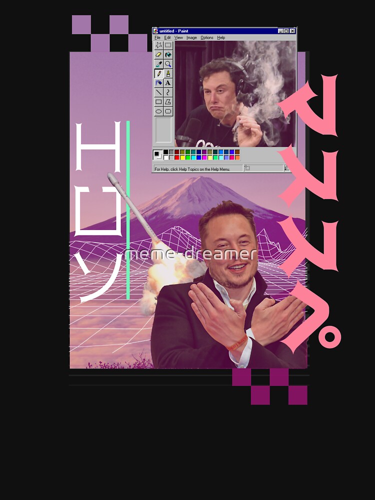 "Elon Musk 80s Vaporware Meme Aesthetic Retro Japanese " T-shirt by ...
