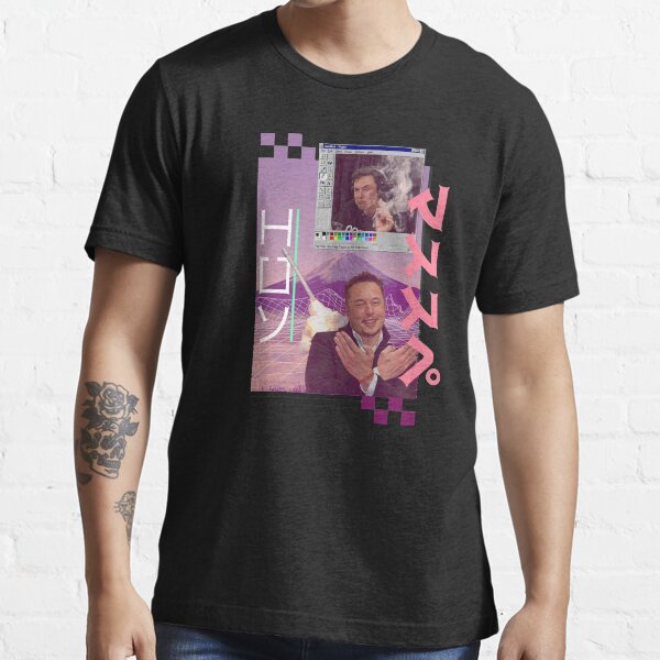 "Elon Musk 80s Vaporware Meme Aesthetic Retro Japanese " T-shirt by ...