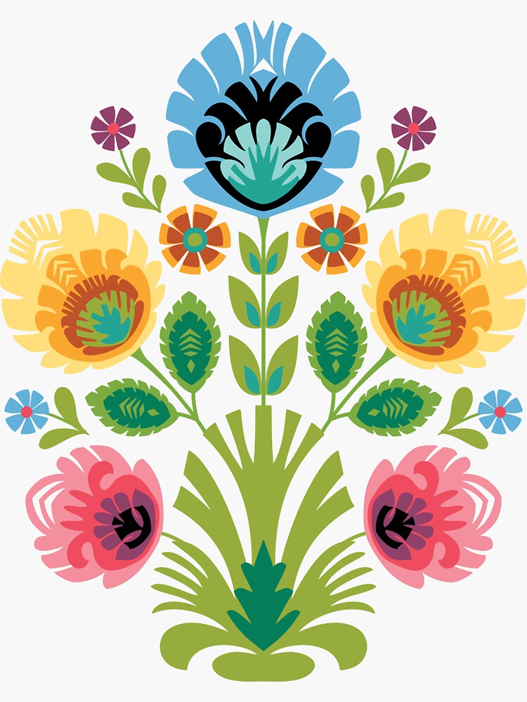 "Polish Folk Flowers Pink and Yellow" Sticker for Sale by bpixton ...