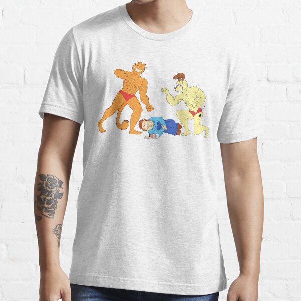 "Buff Garfield and Buff Odie Beating up Jon" T-shirt for Sale by aniix5 ...