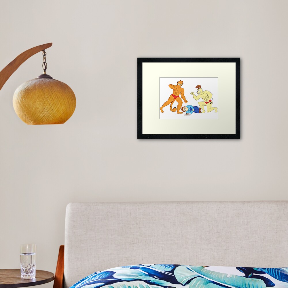 "Buff Garfield and Buff Odie Beating up Jon" Framed Art Print by aniix5 ...