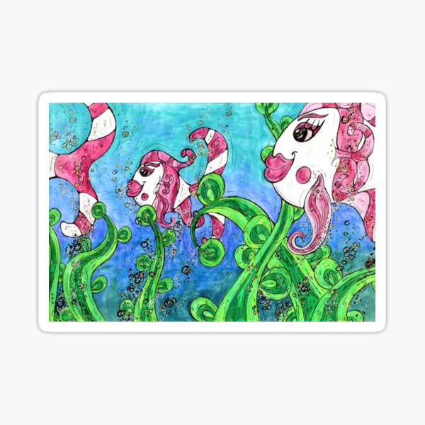 "Candy Cane Fish" Sticker for Sale by kewzoo | Redbubble