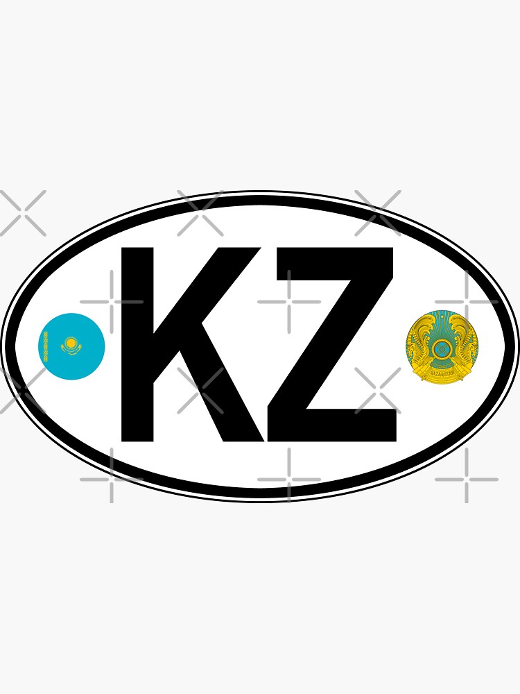 "Kazakhstan Oval Country Code Decal" Sticker by rogue-design | Redbubble